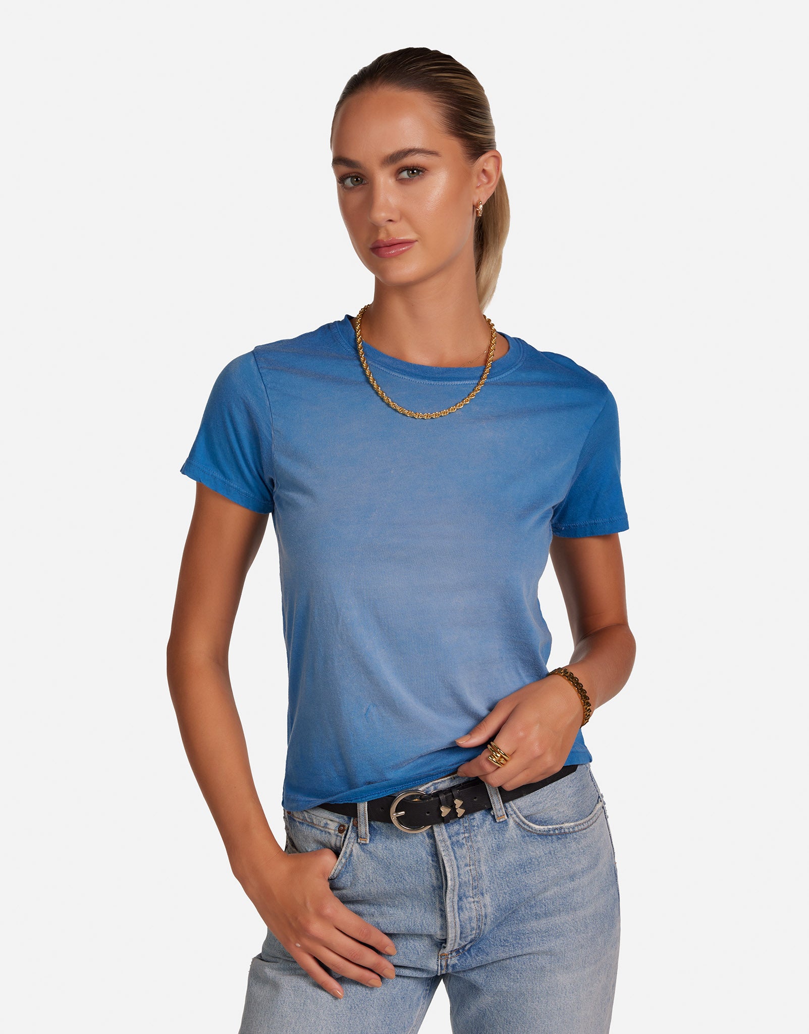 Women's S/S Crop Tee in Cobalt Haze | Darth by Michael Lauren