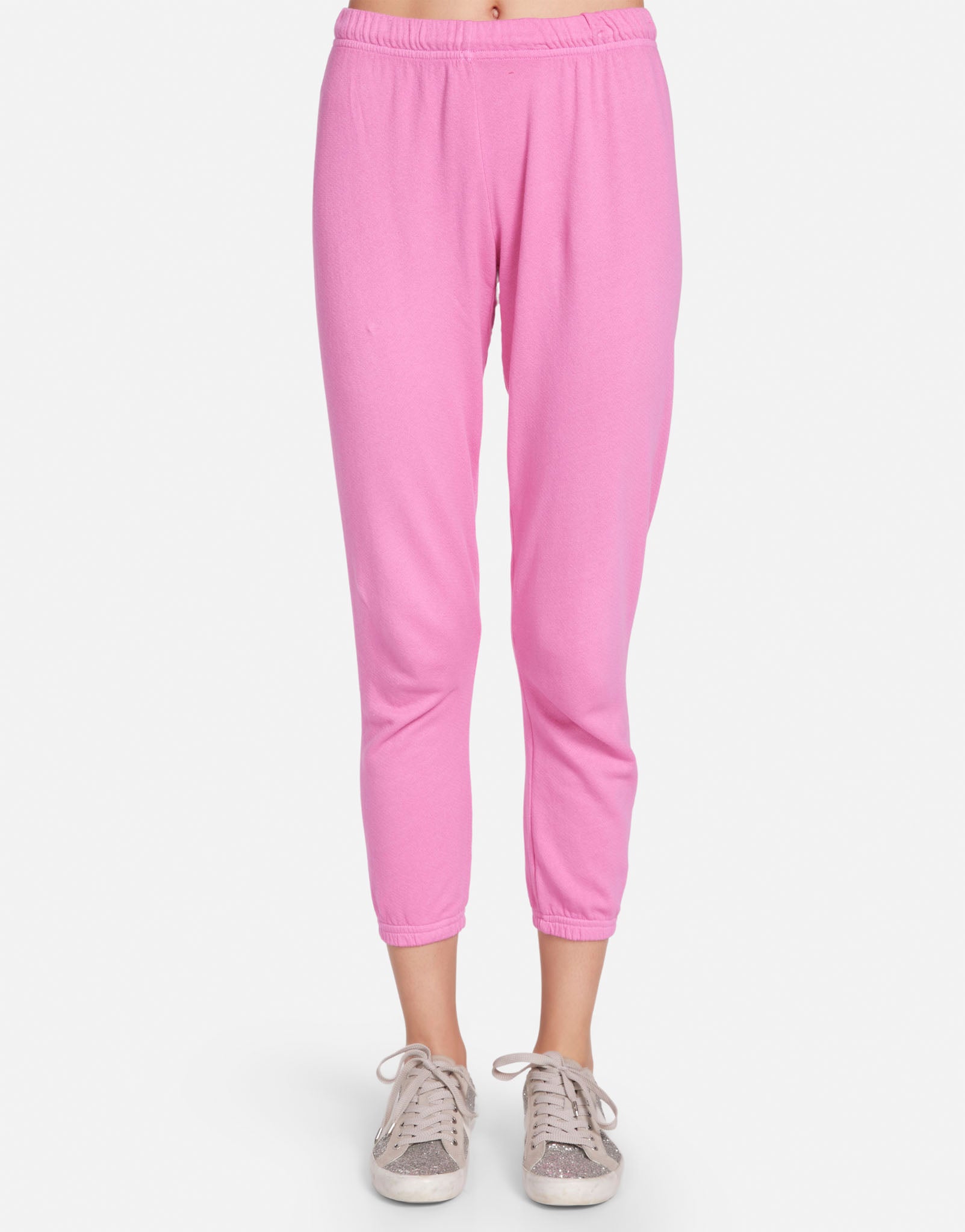 Women's Cropped Sweatpants in Party Pink | Nate by Michael Lauren