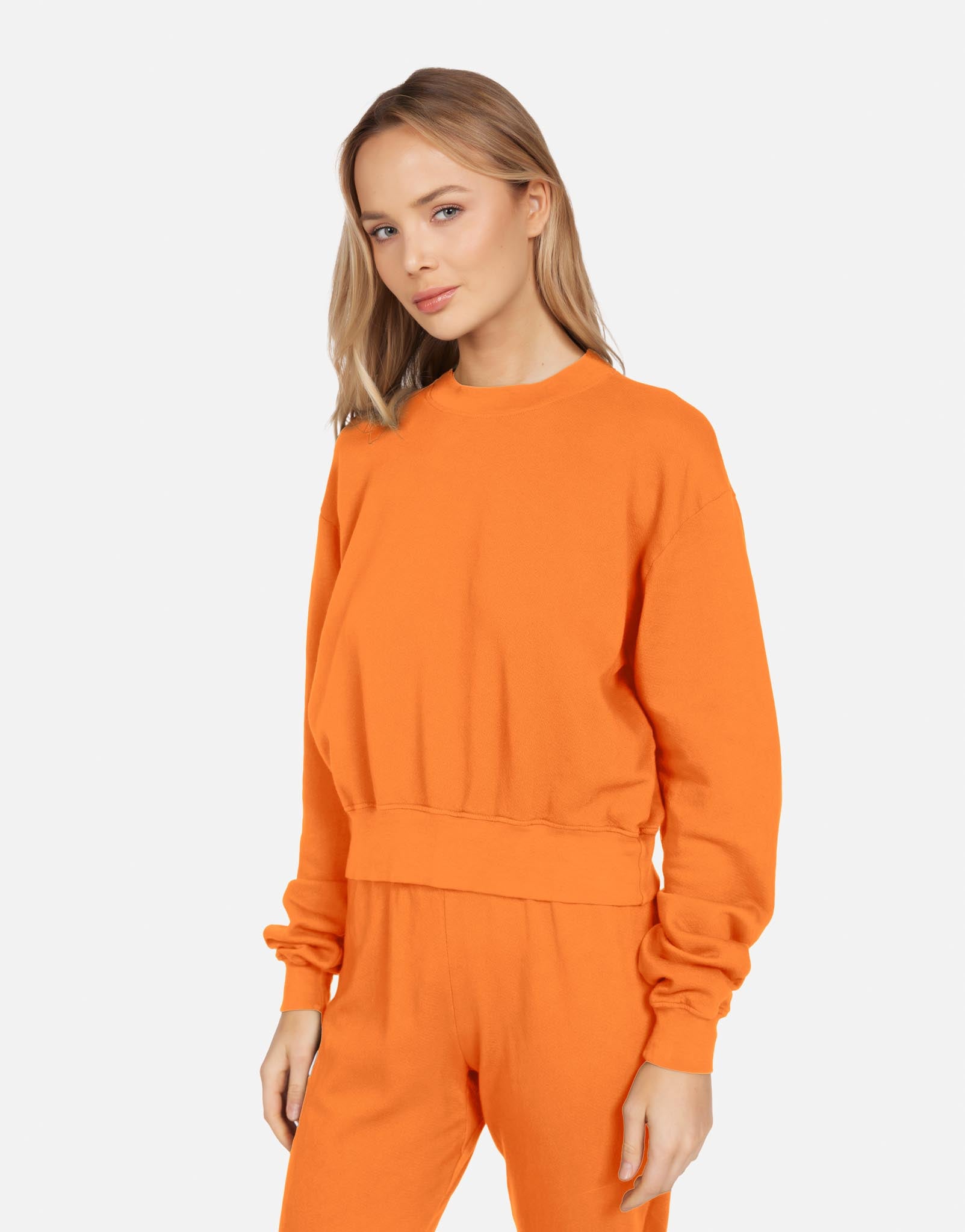 Women's Crop Pullover in Birkin Orange | Exon by Michael Lauren