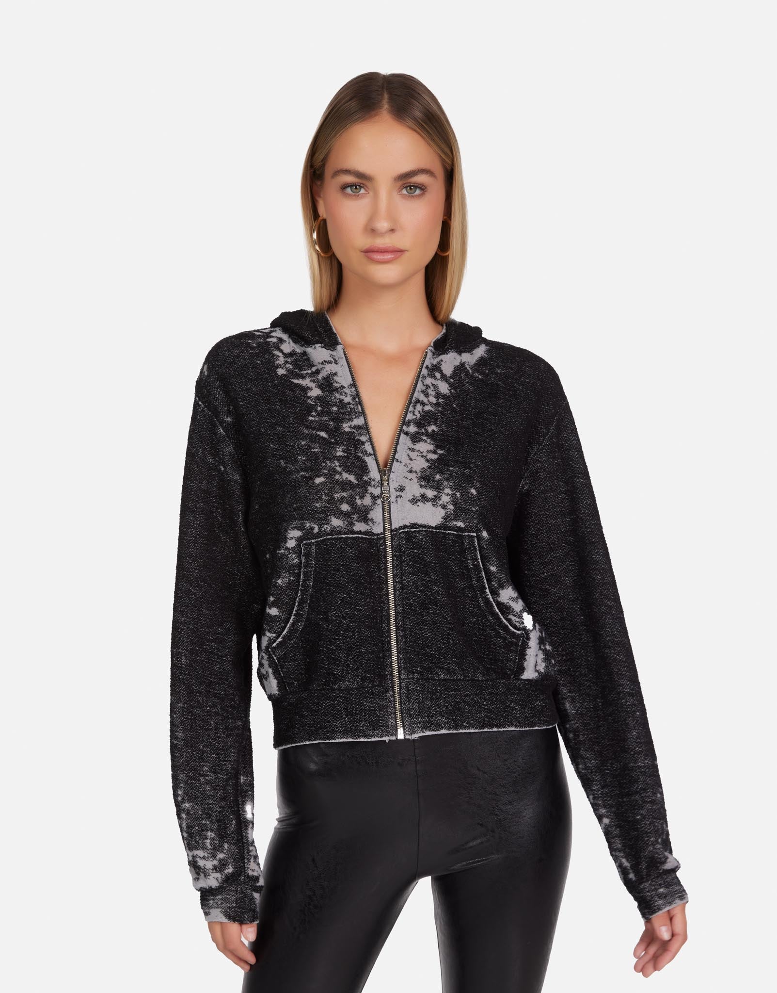 Cropped Zip Hoodie in Black | Bowman by Michael Lauren