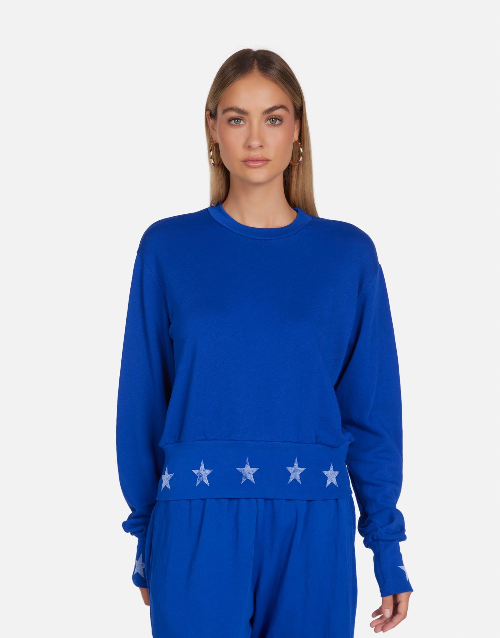 Women's Pullover w/ Star Print in Sapphire | Kamon by Michael Lauren
