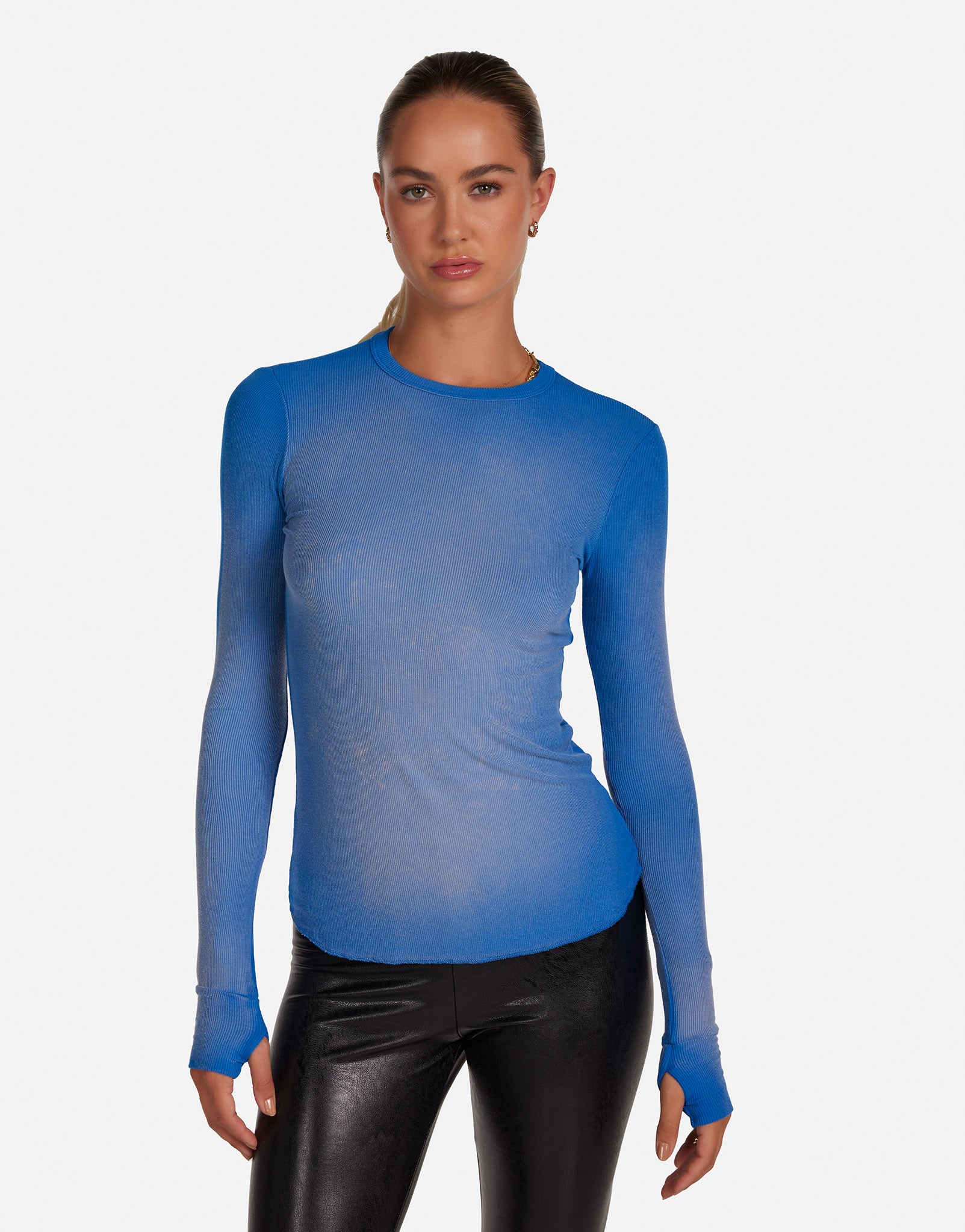 Women's L/S Fitted Tee in Cobalt Haze | Alick by Michael Lauren