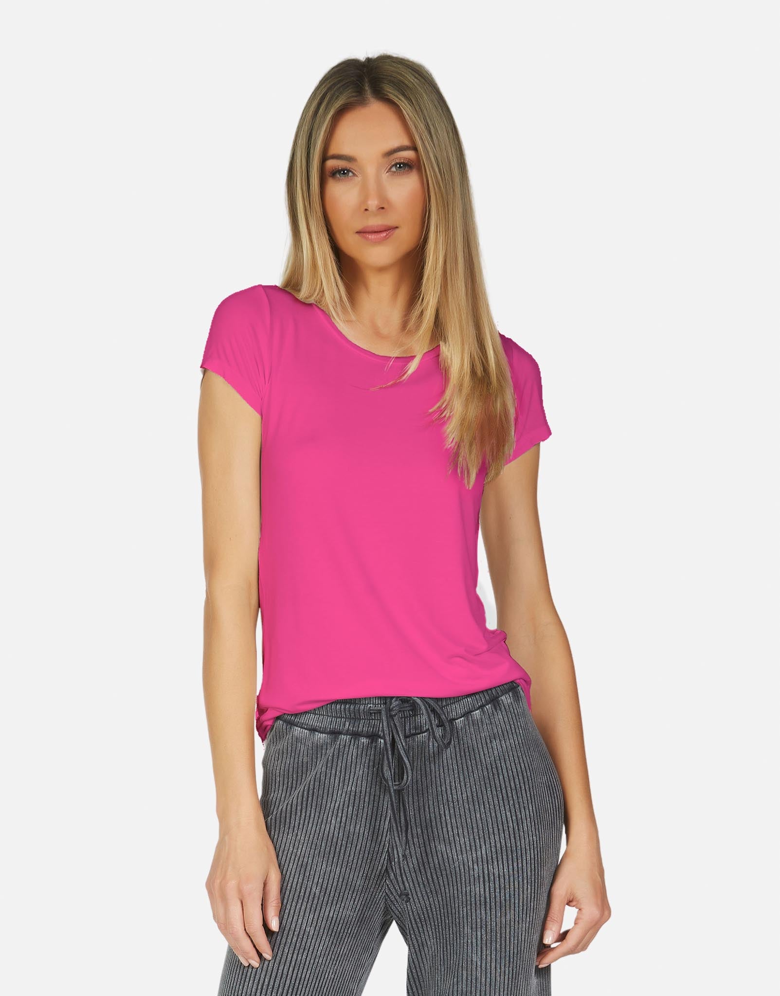 Women's Fitted Tee in Bright Pink | Tucker by Michael Lauren
