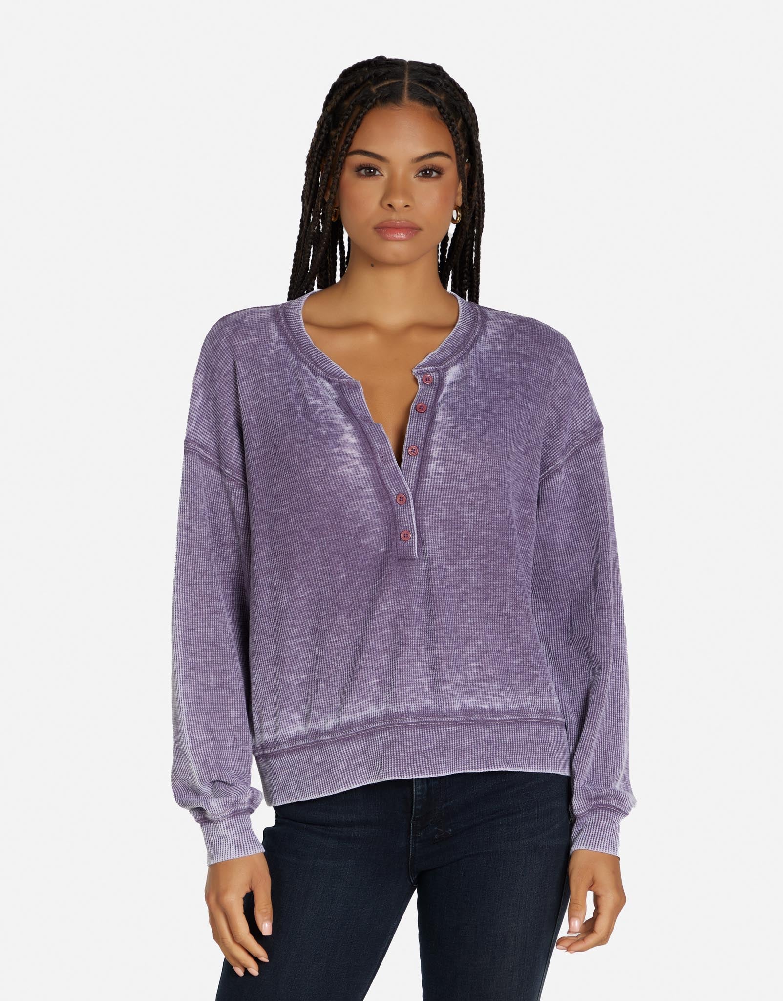 Crop Pullover in Deep Merlot Burnout | Ferrari by Michael Lauren