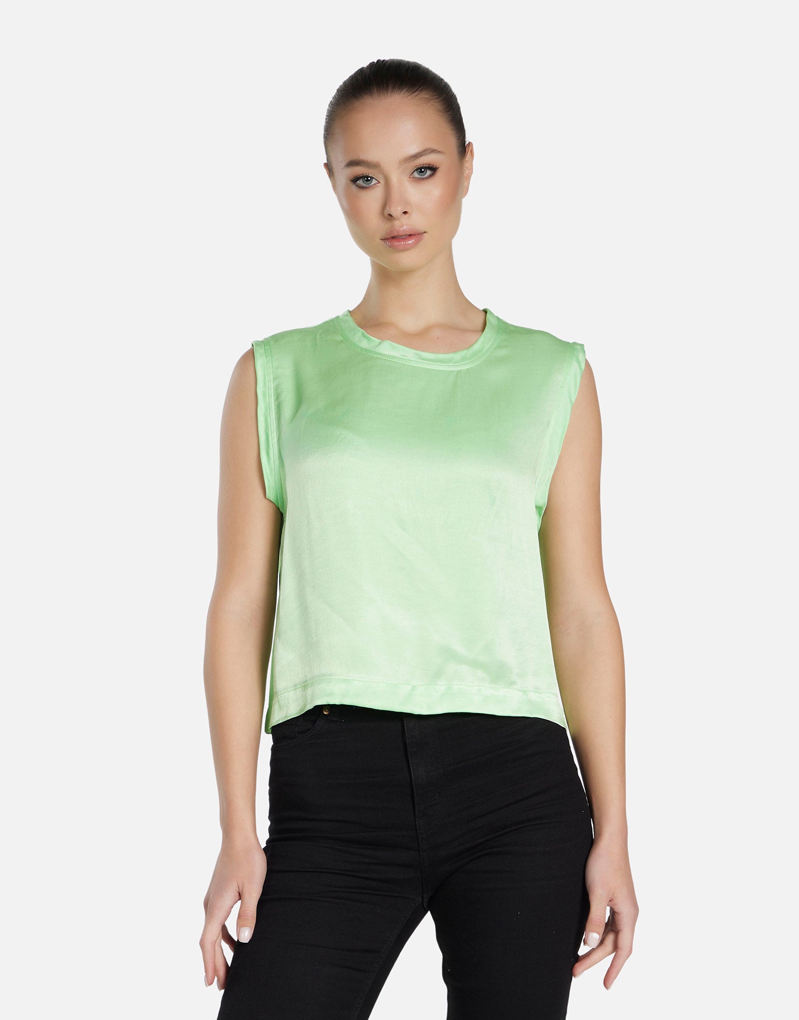 Crop Boxy Tank in Light Green | Armitage by Michael Lauren