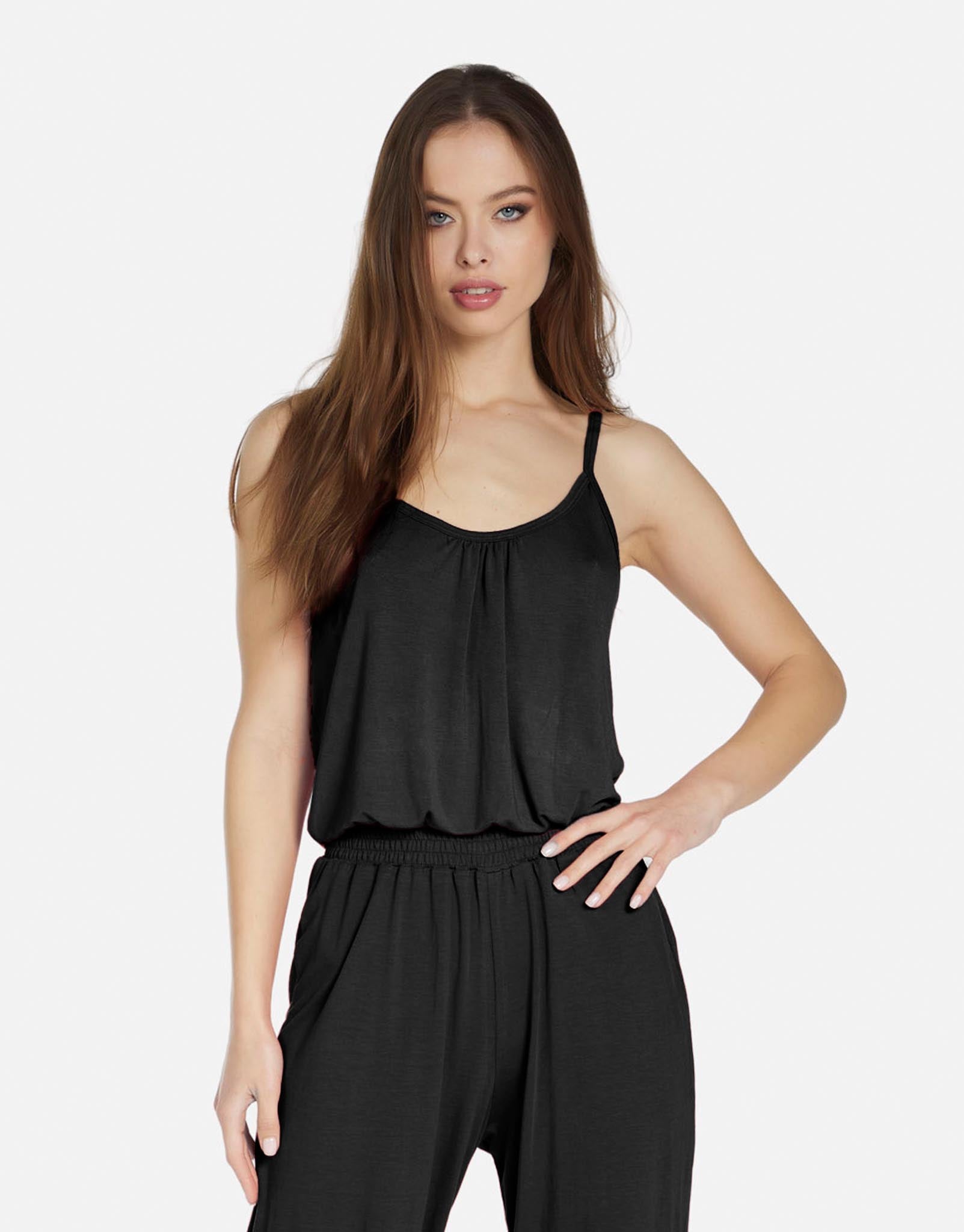Crop Spaghetti Tank Top in Black | Pomona by Michael Lauren