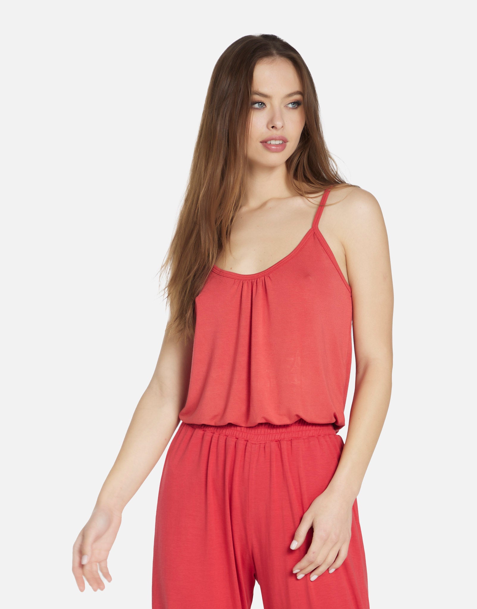 Crop Spaghetti Tank Top in Brick | Pomona by Michael Lauren