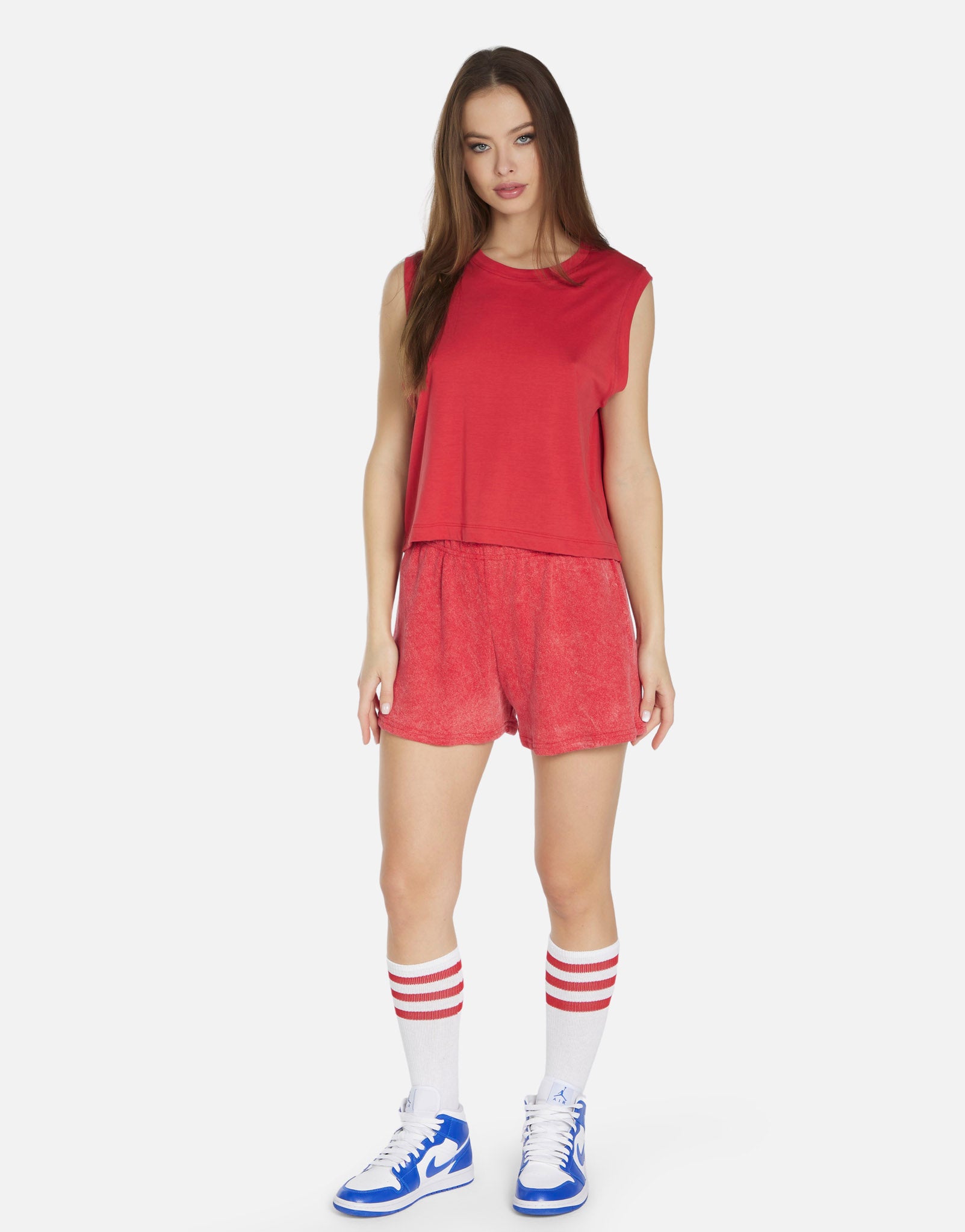 Crop Boxy Fitted Tank in Brick | Rishi by Michael Lauren