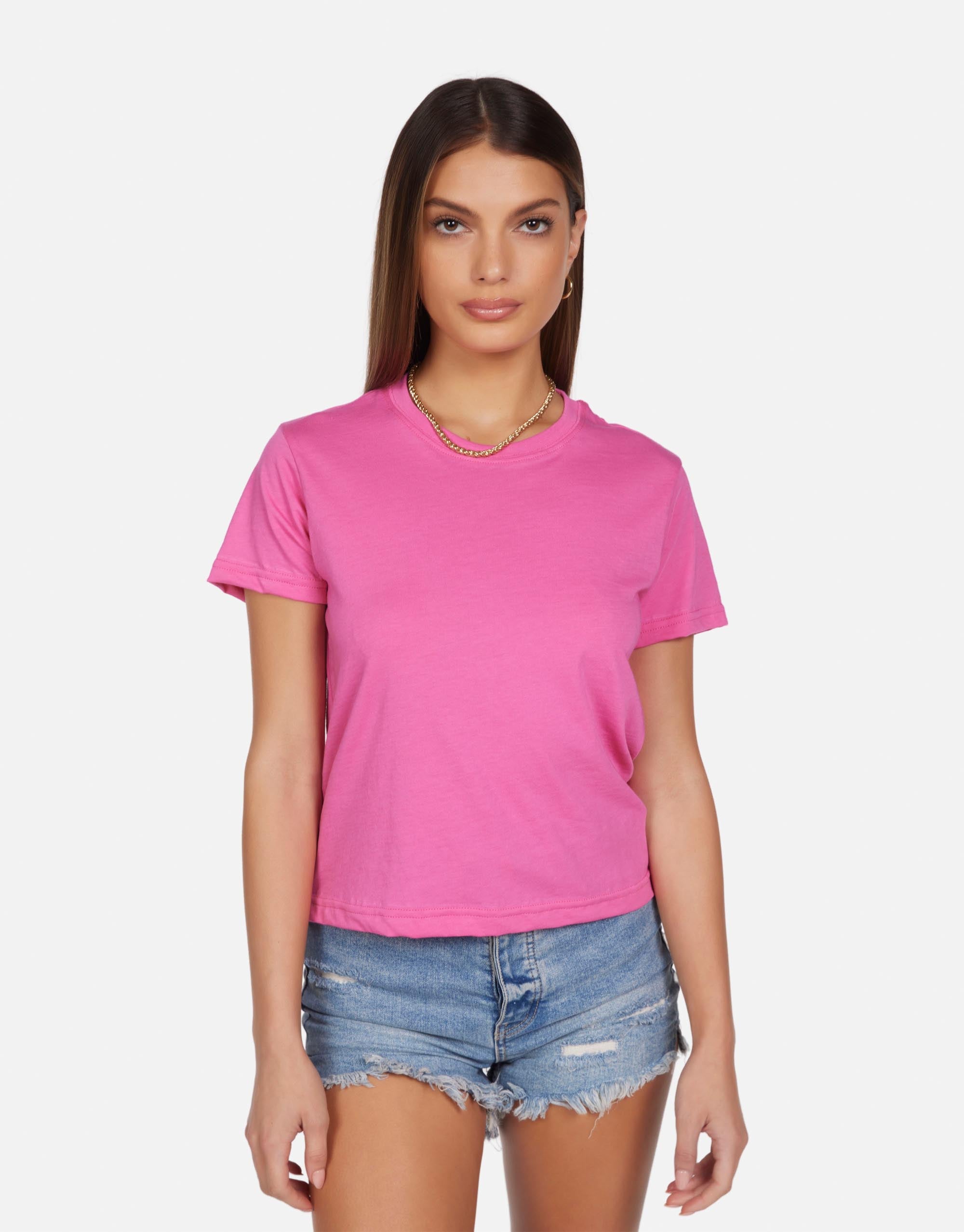 Women's S/S Crop Top in Bright Pink | Darth by Michael Lauren
