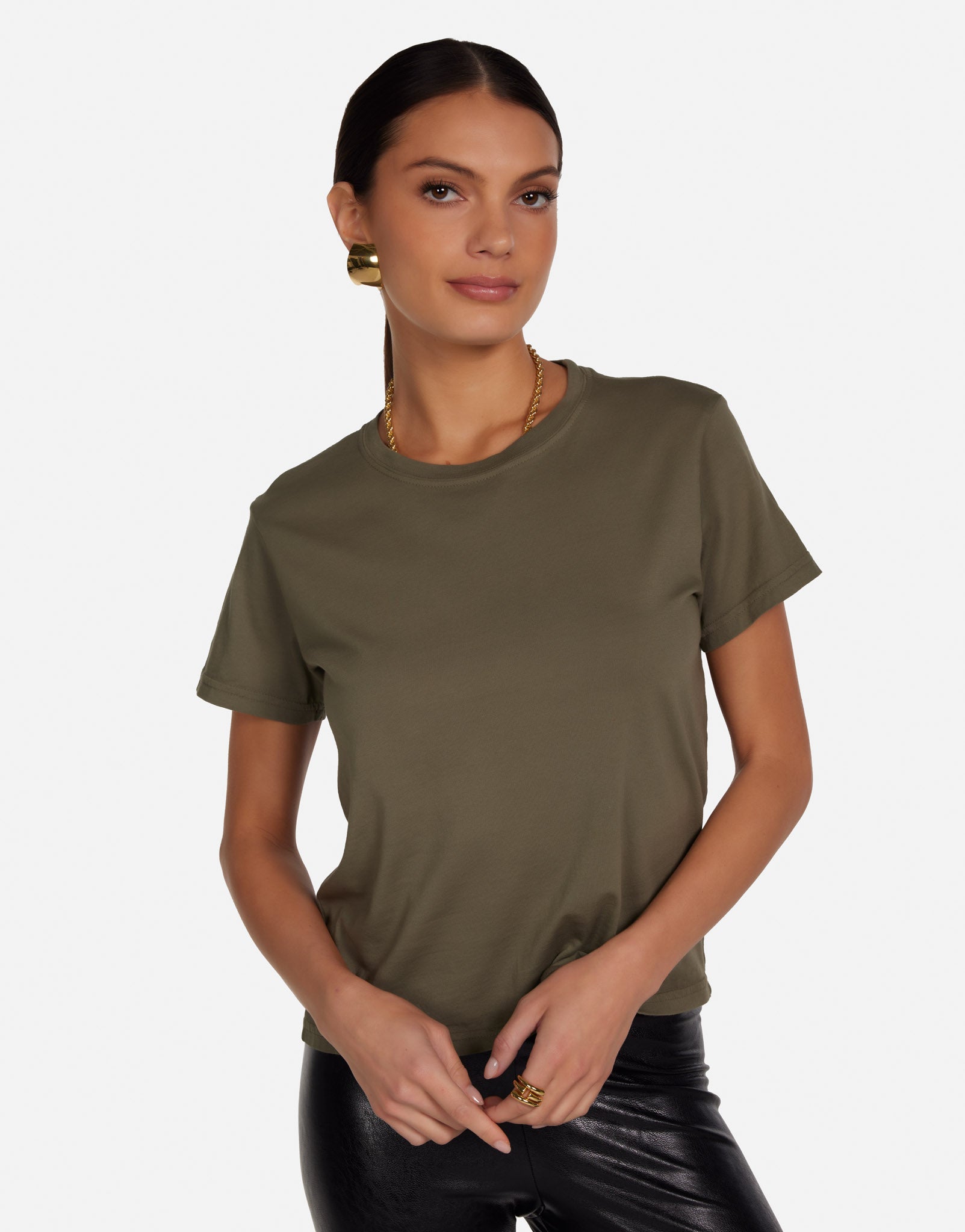 Women's S/S Crop Tee in Green Tea | Darth by Michael Lauren