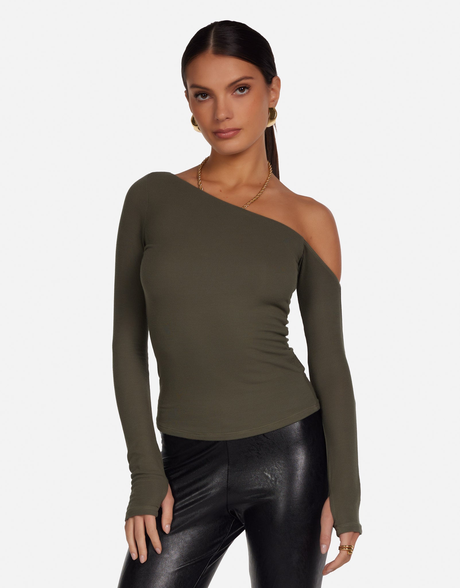 Women's Asymmetrical Top in Green Tea | Magdaleno by Michael Lauren