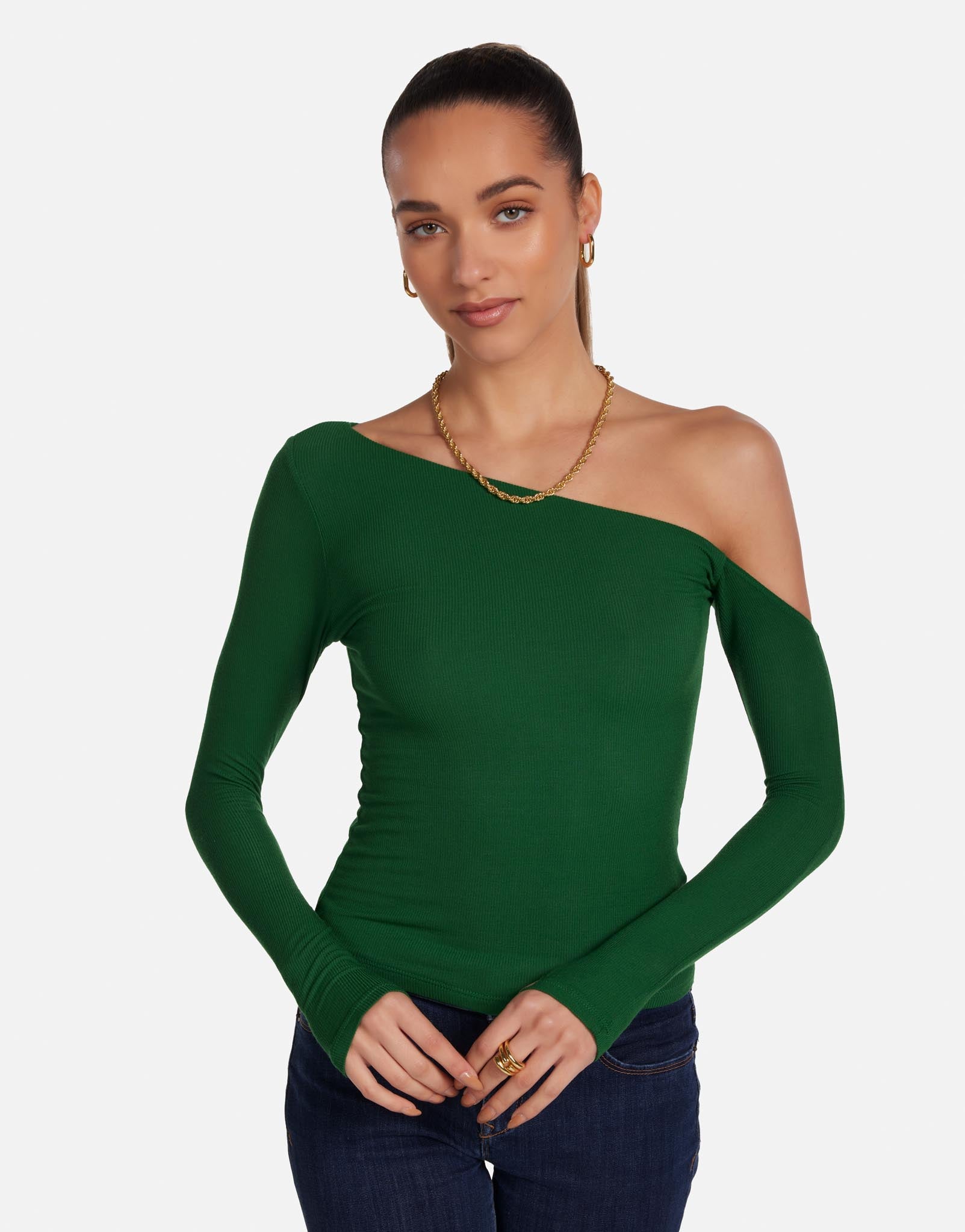 Women's Asymmetrical Top in Verde | Magdaleno by Michael Lauren