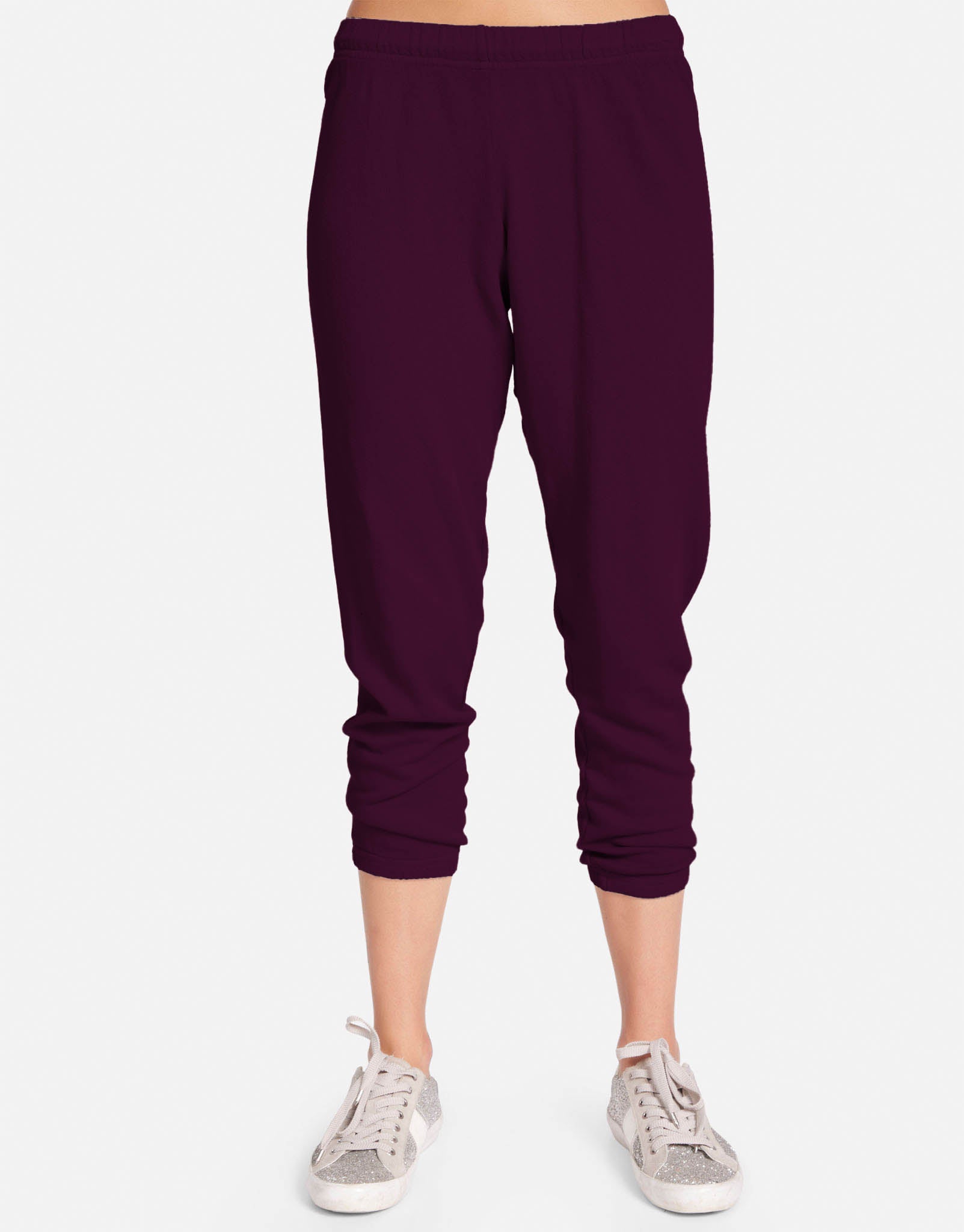 Women's Cropped Sweatpant in Deep Merlot | Nate by Michael Lauren