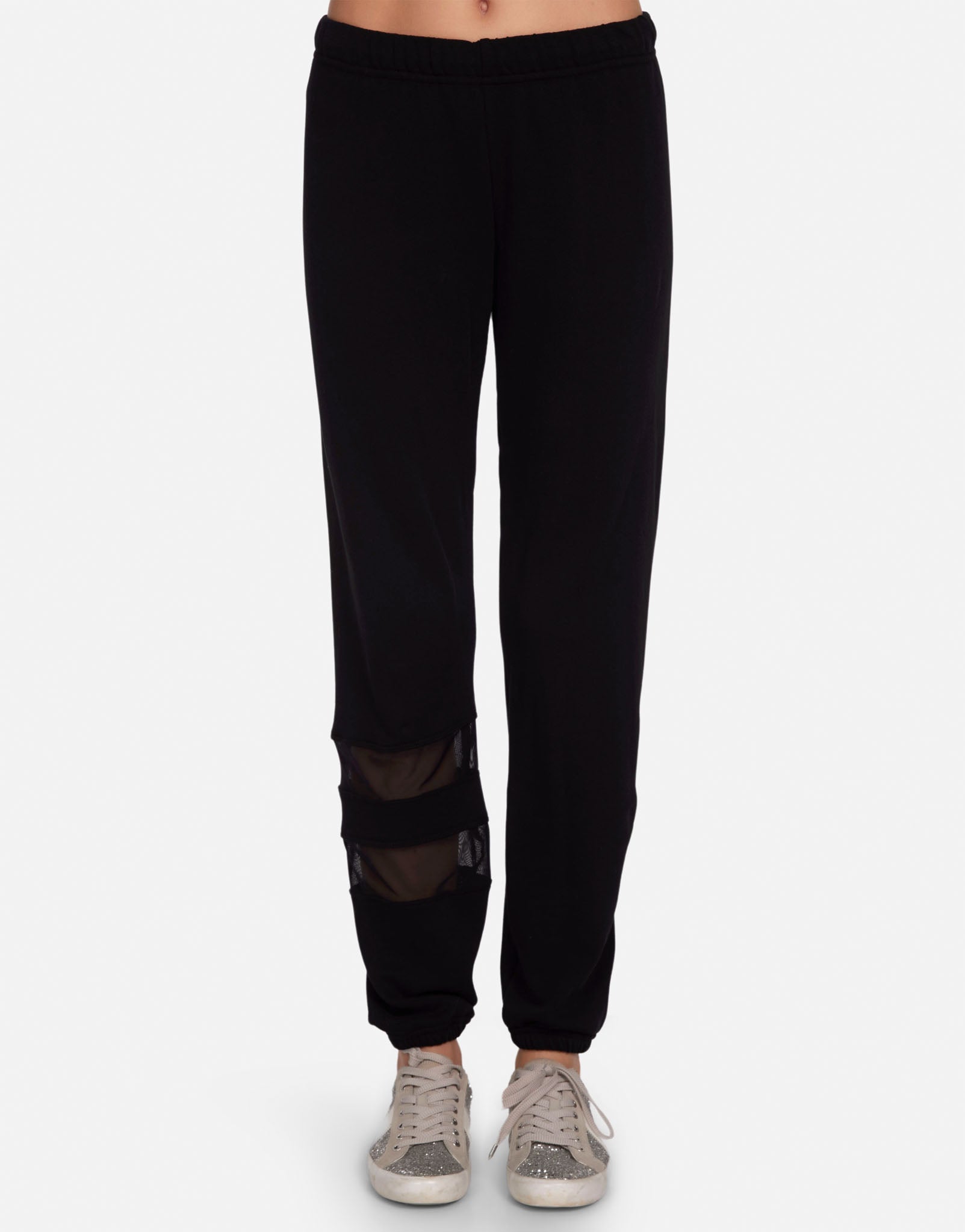 Women's Sweatpants w/ Mesh in Black | Setton by Michael Lauren