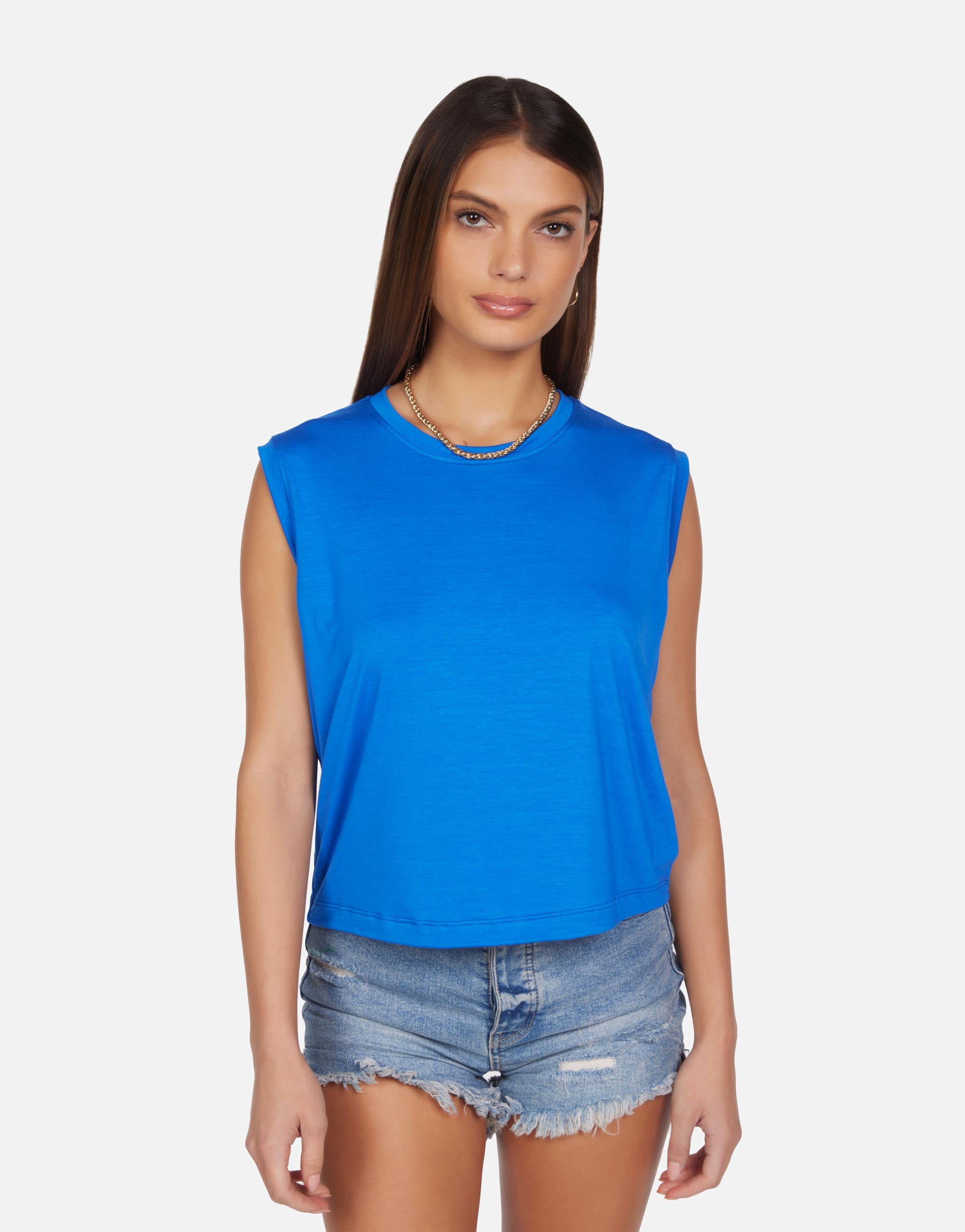 Women's Relaxed Crop Tank in Ultramarine | Enzzo by Michael Lauren