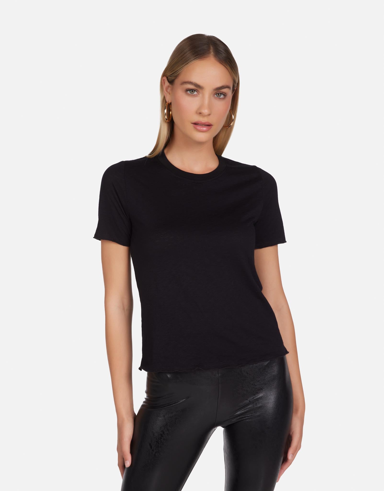Women's S/S Tee w/ Marrow Edge in Black | Winford by Michael Lauren