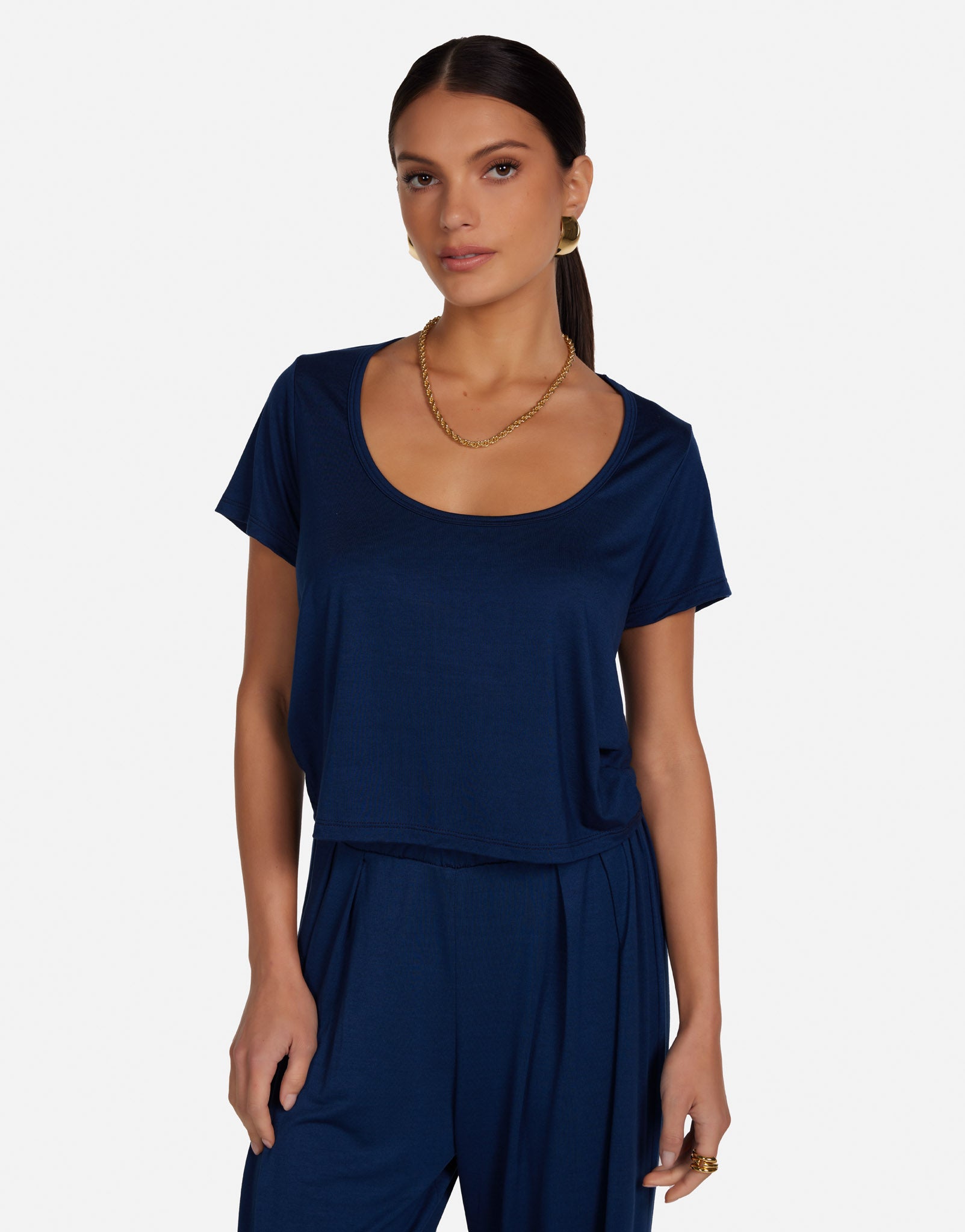 Women's S/S Scoop Neck Tee in Astral Navy | Roux by Michael Lauren