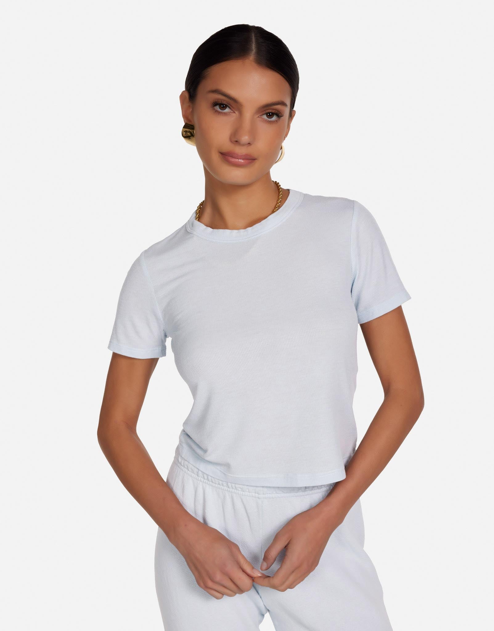 Women's S/S Fitted Top in Ice Blue | Rhea by Michael Lauren