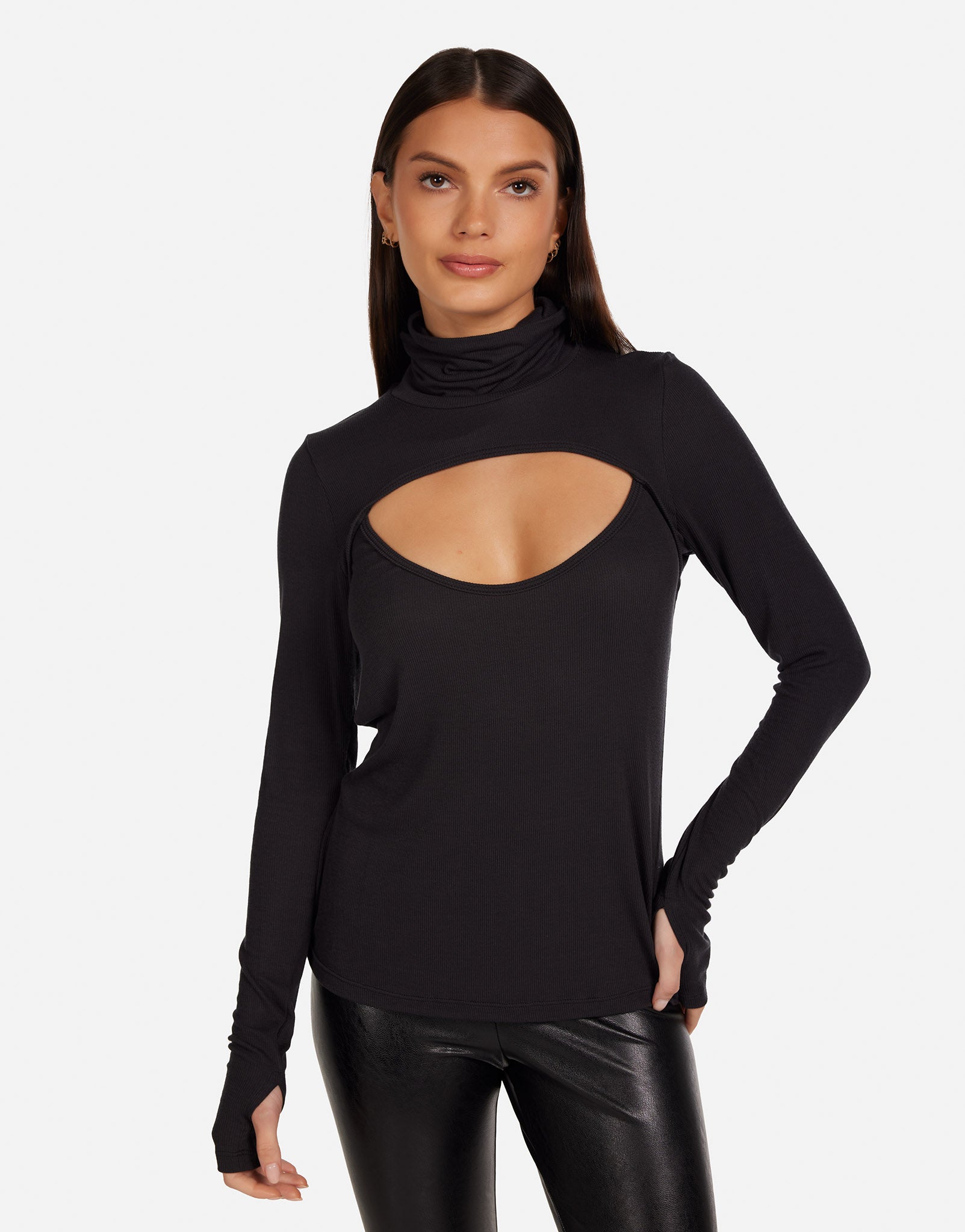 Women's Turtleneck w/ Keyhole in Onyx | Cade by Michael Lauren