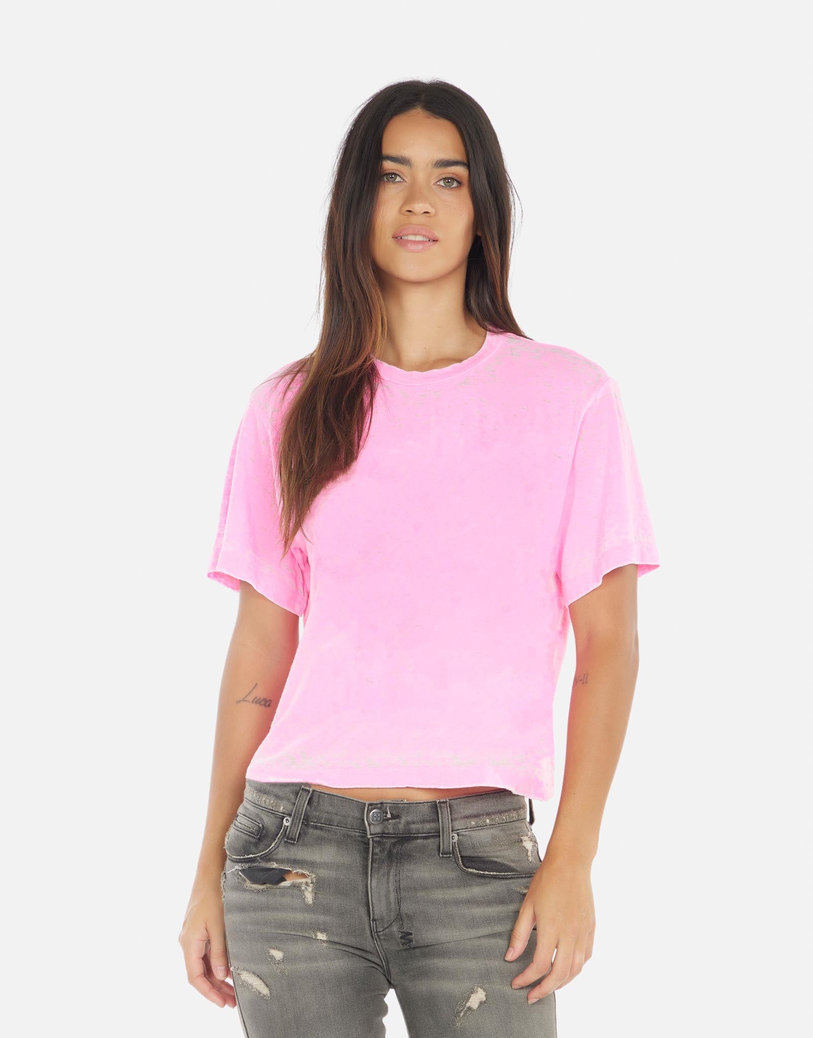 Alhambra Tee in Neon Pink Burnout – Michael Lauren