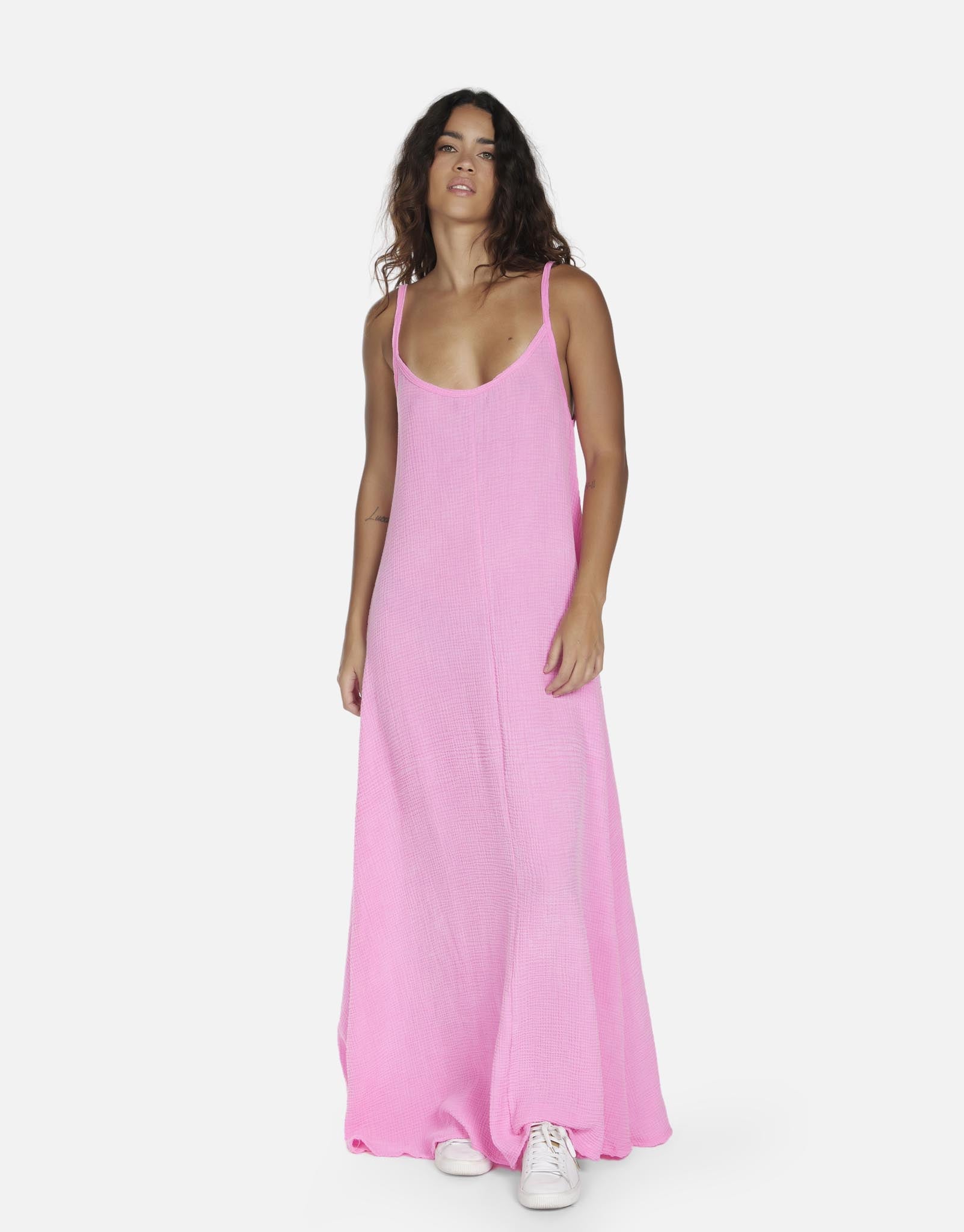 Truby Maxi Dress in Neon Pink – Michael Lauren